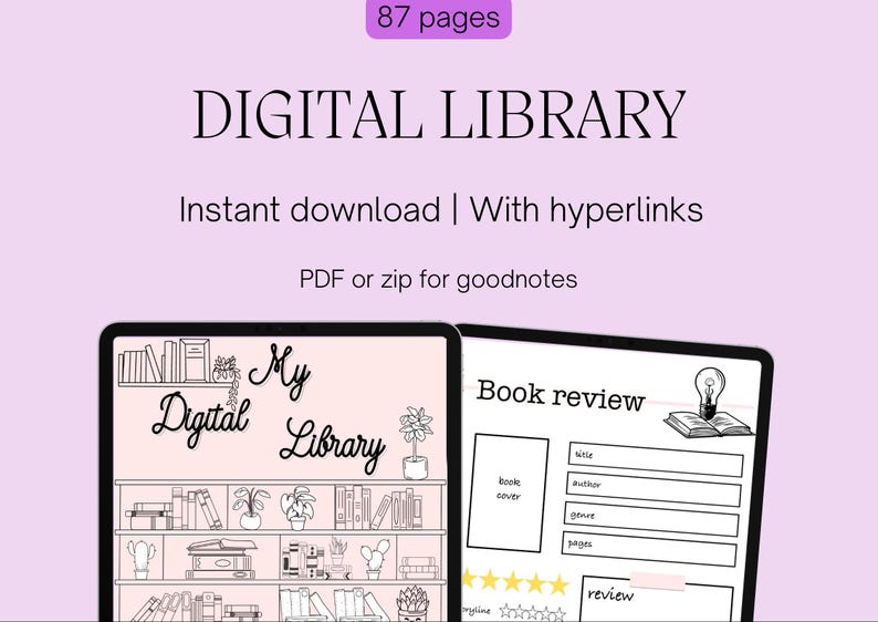 Digital Library/ Library Template - Etsy