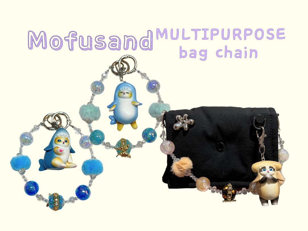 Mofusand 3-in-1 Bag Chain | Shark Nyan Charm, Adjustable Bag Accessory ...