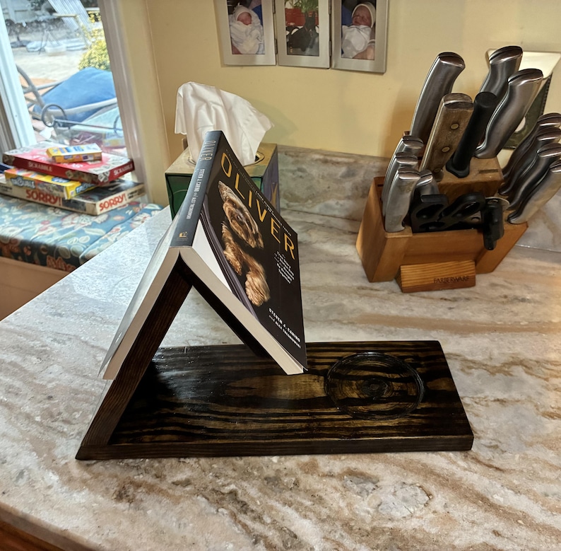 Wooden Triangle Book Stand: Reading Nook Valet With Cup Holder - Etsy