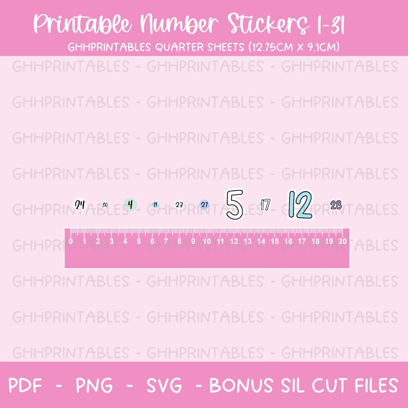 Planner Date Dots Number 1-31 6 Style DIGITAL & PRINTABLE Stickers ...