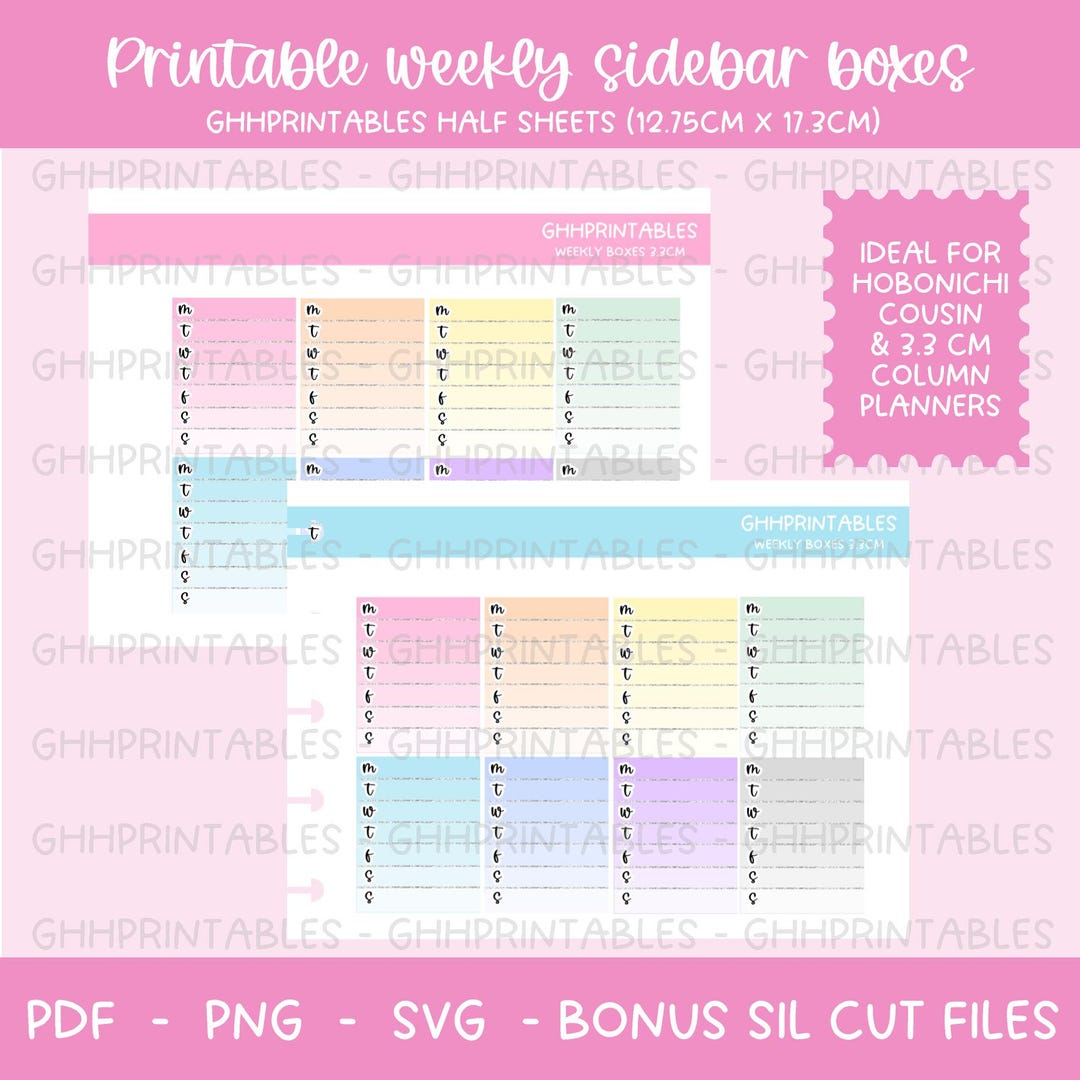 Planner Ombre Weekly Boxes 3.3cm DIGITAL & PRINTABLE Stickers ...