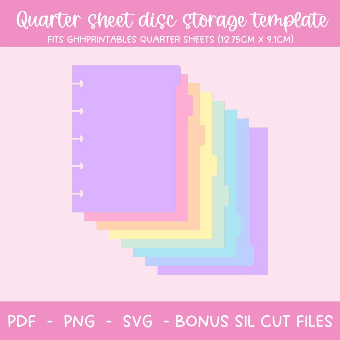 Quarter Sheet DISC Storage DIGITAL & PRINTABLE Template for Planner ...
