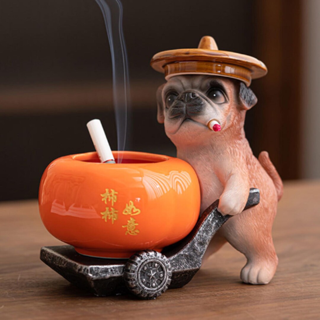 Lucky Dog Ashtray - Cute & Funny Cartoon Animal Ashtray for Home Decor ...