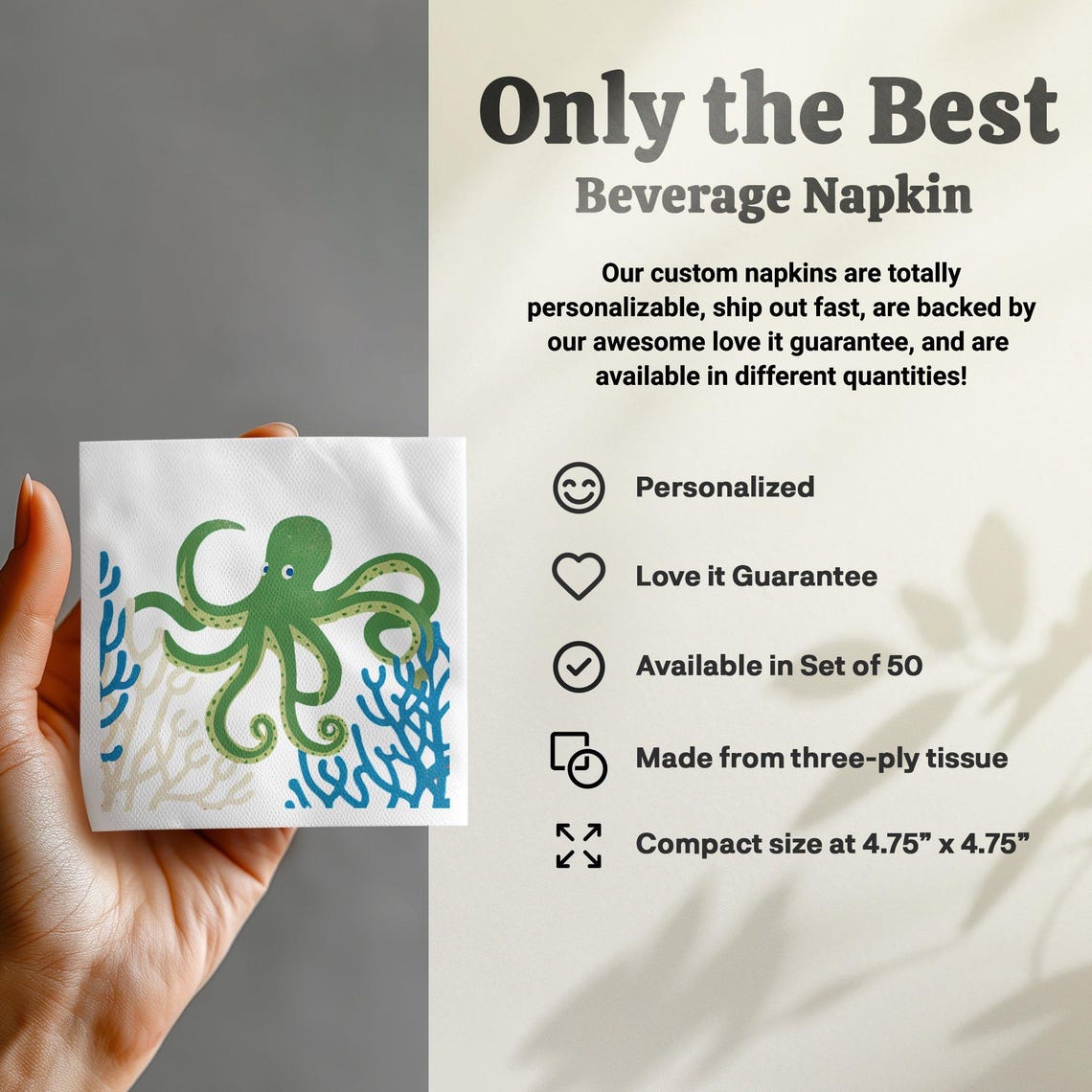 Octopus Paper Napkins: Nautical Beach Party, Sea Life Decor - Etsy