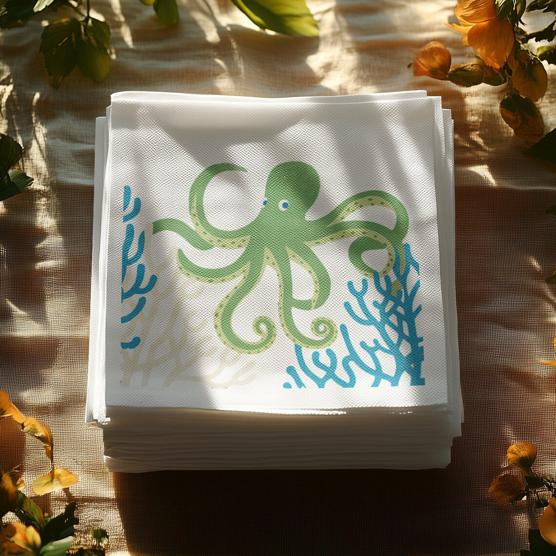 Octopus Paper Napkins: Nautical Beach Party, Sea Life Decor - Etsy