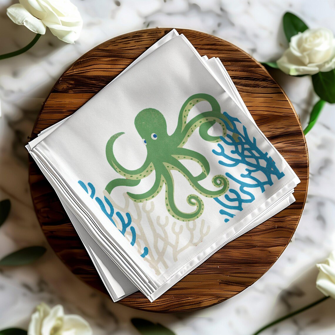 Octopus Paper Napkins: Nautical Beach Party, Sea Life Decor - Etsy