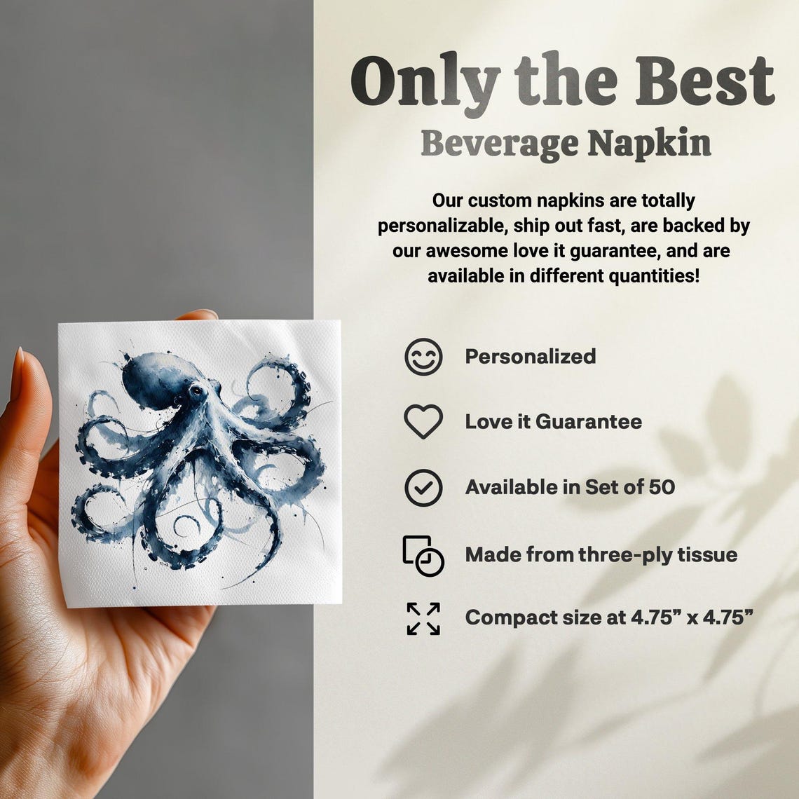Octopus Cocktail Napkins: Nautical Sea Life Party, Beach Theme - Etsy