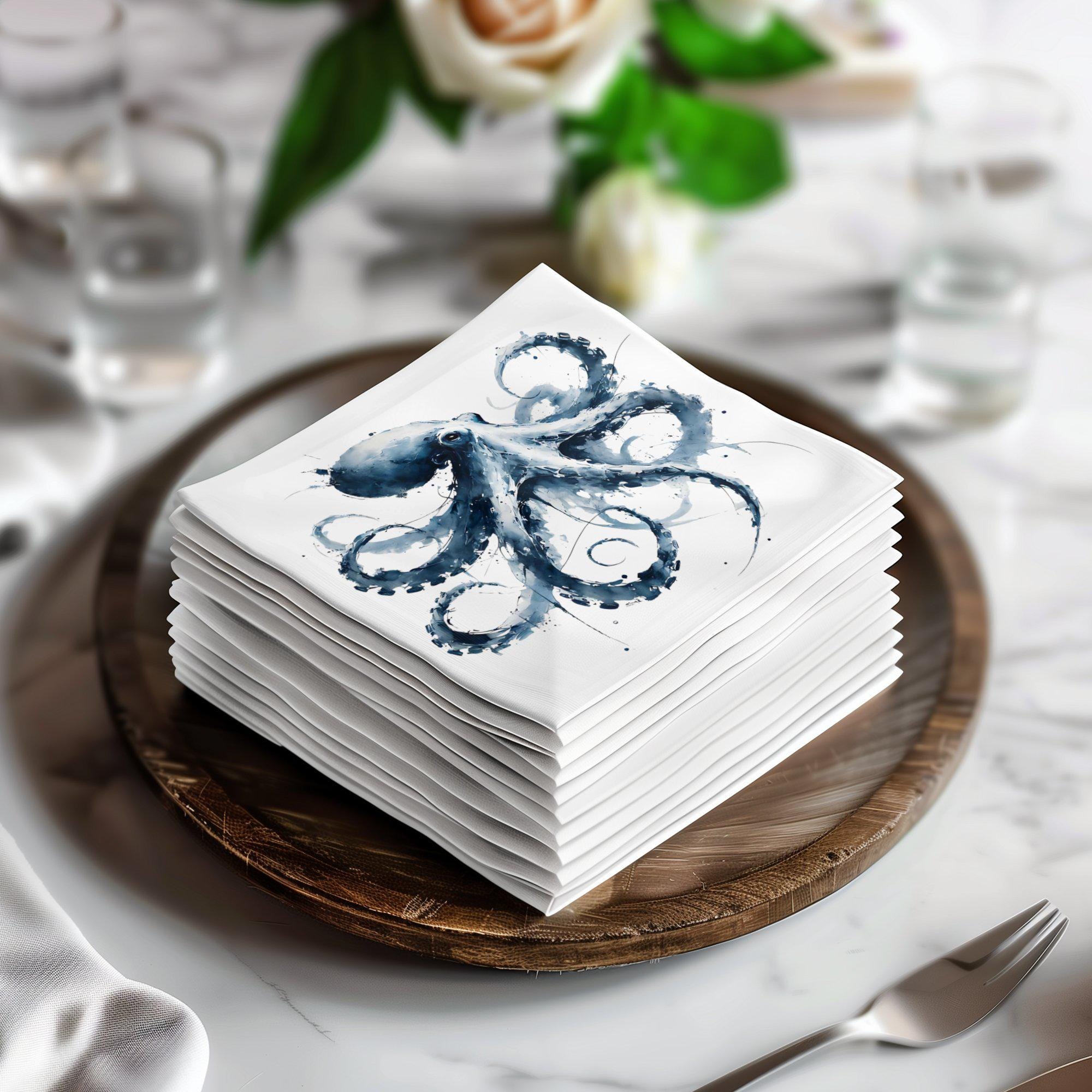 Octopus Cocktail Napkins: Nautical Sea Life Party, Beach Theme - Etsy