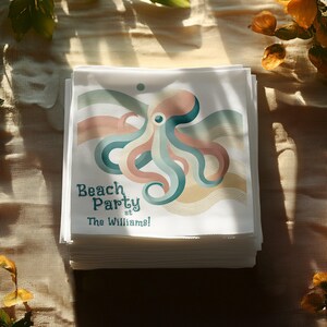 Paper Cocktail Napkins Octopus, Sea Life Paper Napkins, Beach Themed ...