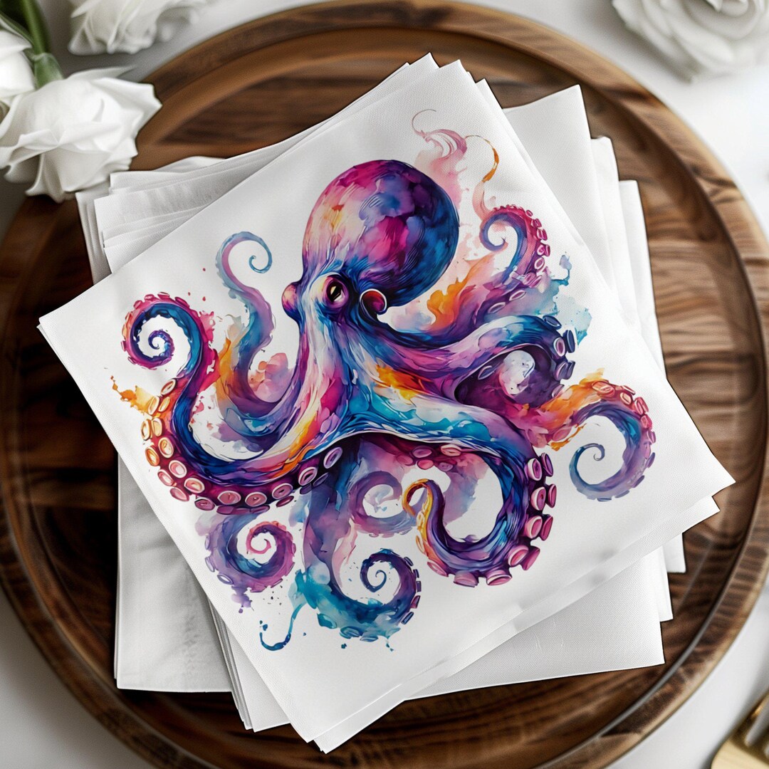 Octopus Paper Napkins: Sea Life Beach Party Supplies - Etsy