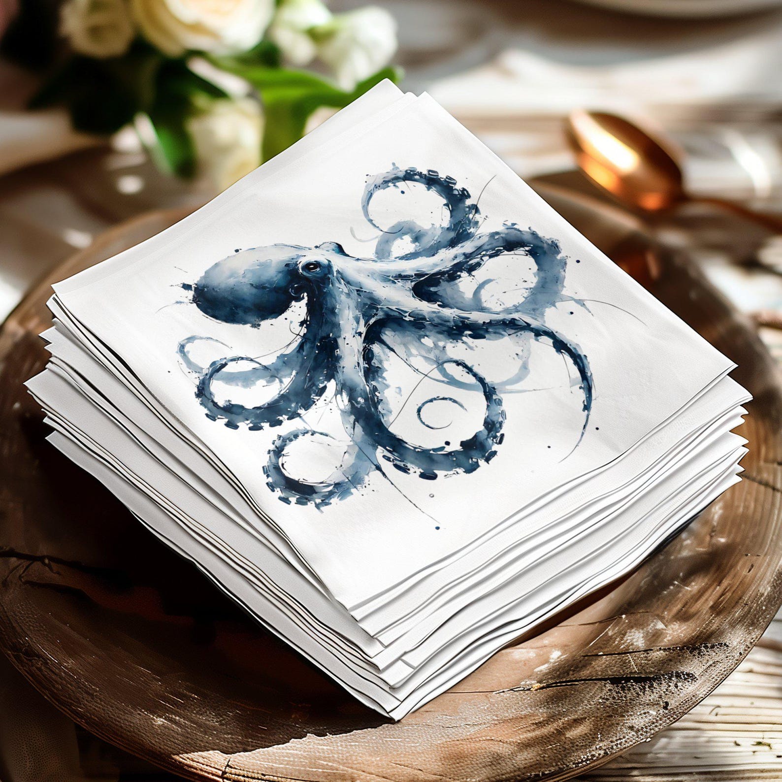 Octopus Cocktail Napkins: Nautical Sea Life Party, Beach Theme - Etsy