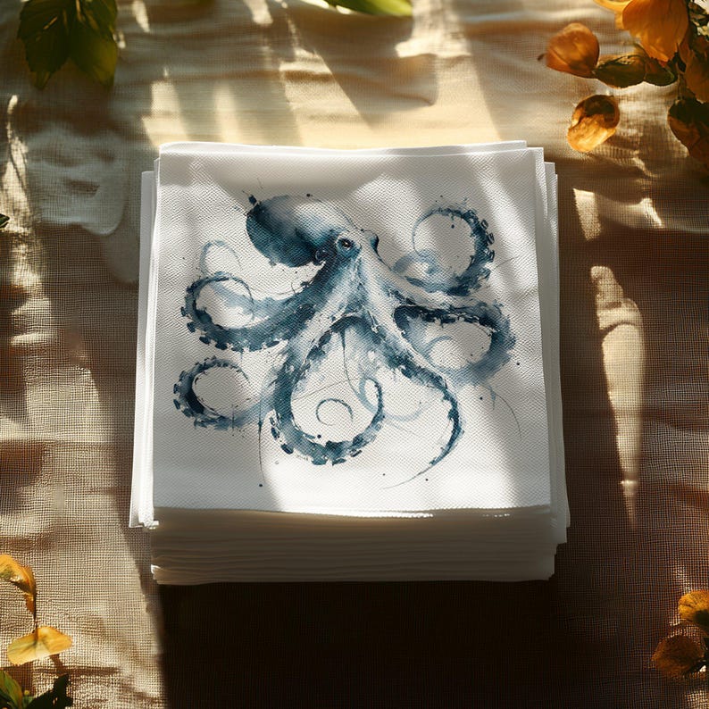 Octopus Cocktail Napkins: Nautical Sea Life Party, Beach Theme - Etsy