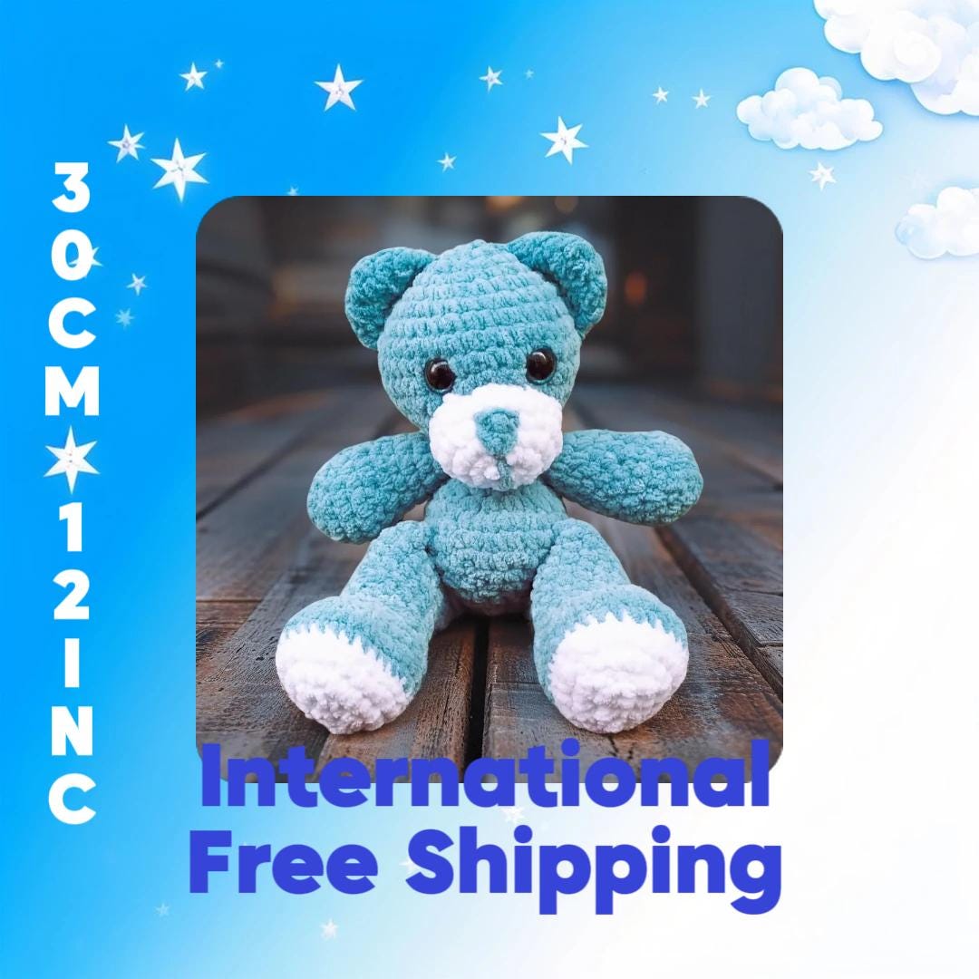 Handmade Blue Velvet Teddy Bear – Ultra-soft Plushie Toy – Collectible ...
