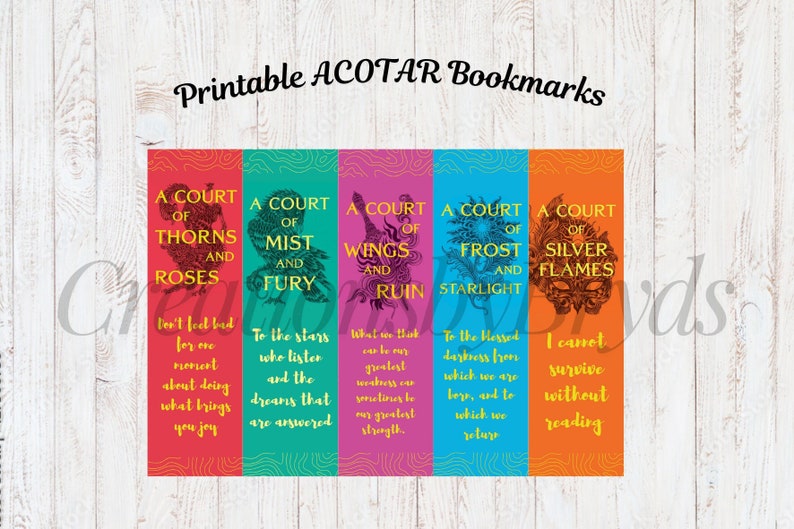 ACOTAR Printable Bookmarks - Etsy