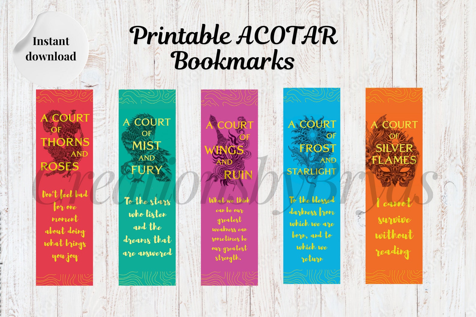 ACOTAR Printable Bookmarks - Etsy