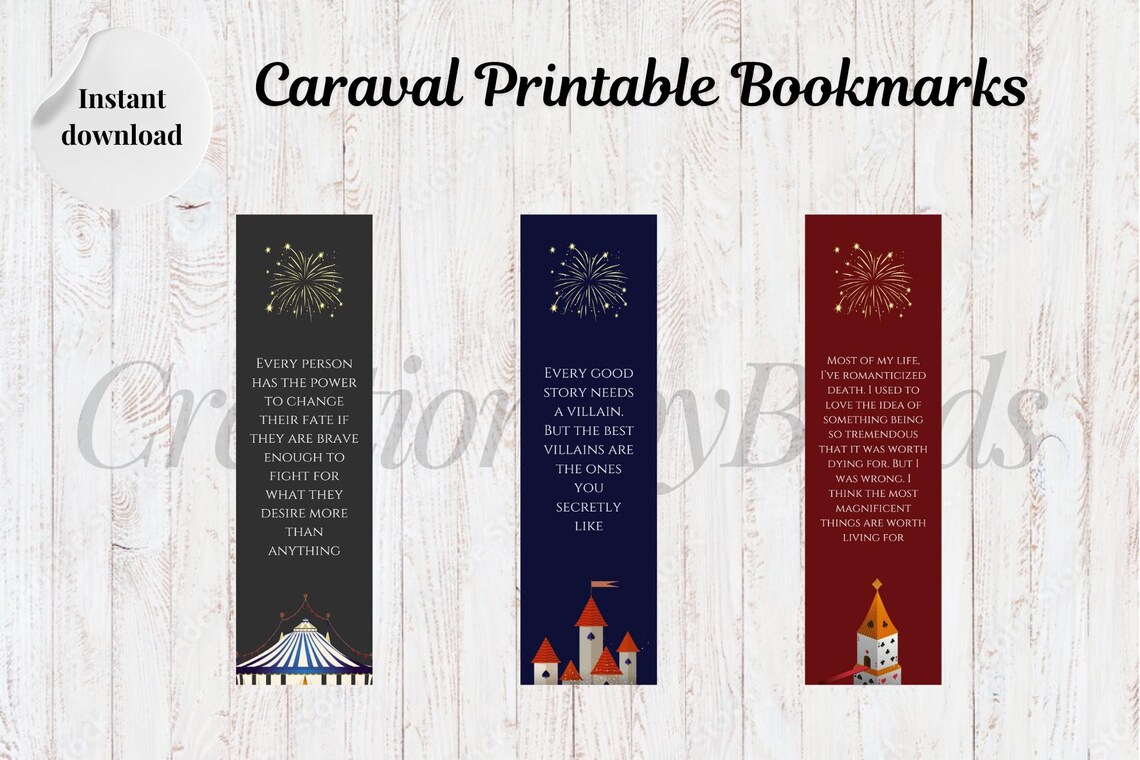 Caraval Printable Bookmarks - Etsy