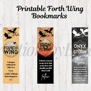 Printable Fourth Wing Bookmarks - Etsy