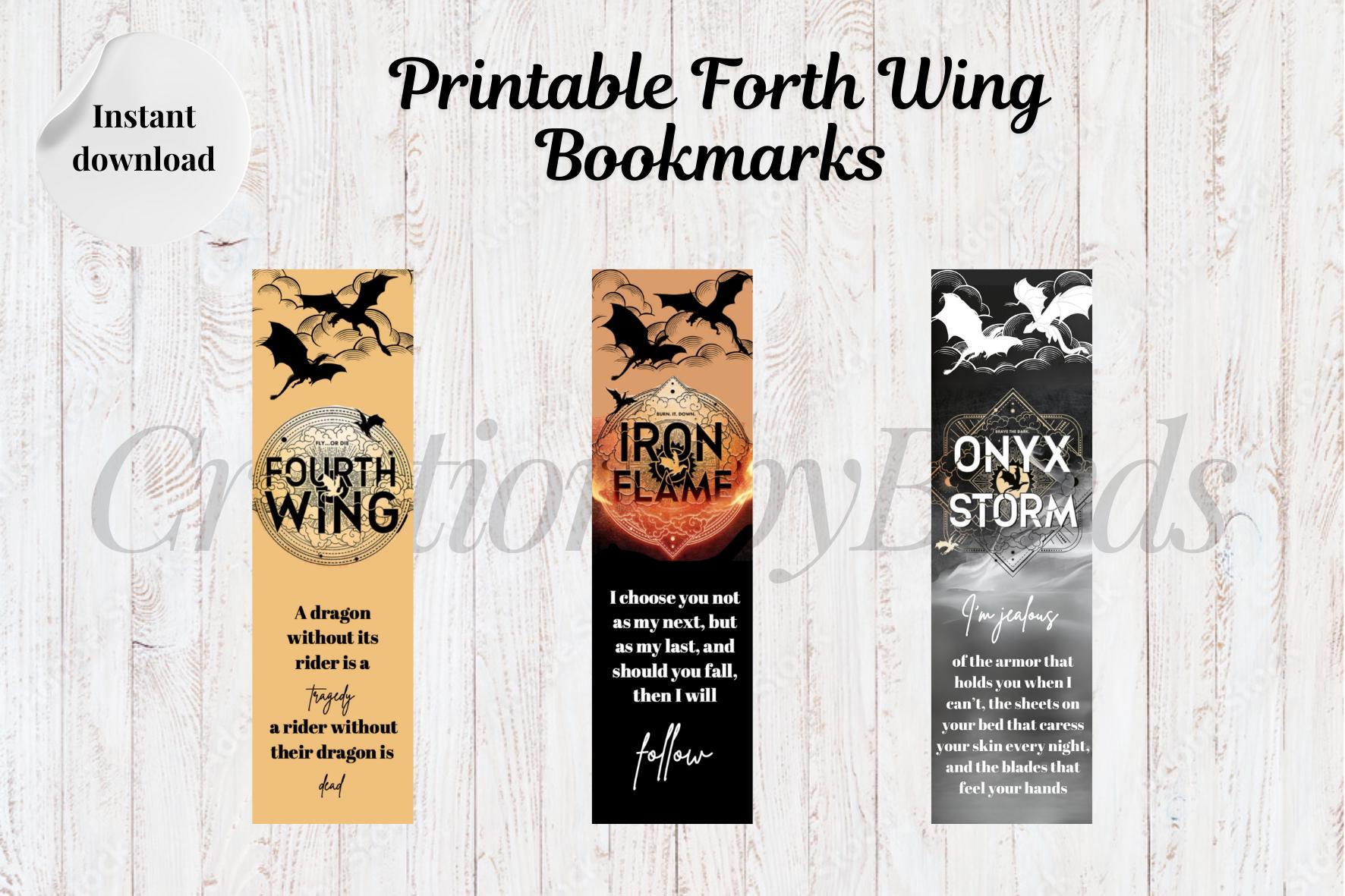 Printable Fourth Wing Bookmarks - Etsy