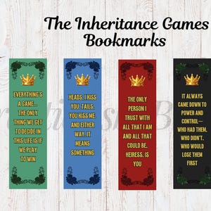 The Inheritance Games Printable Bookmarks - Etsy