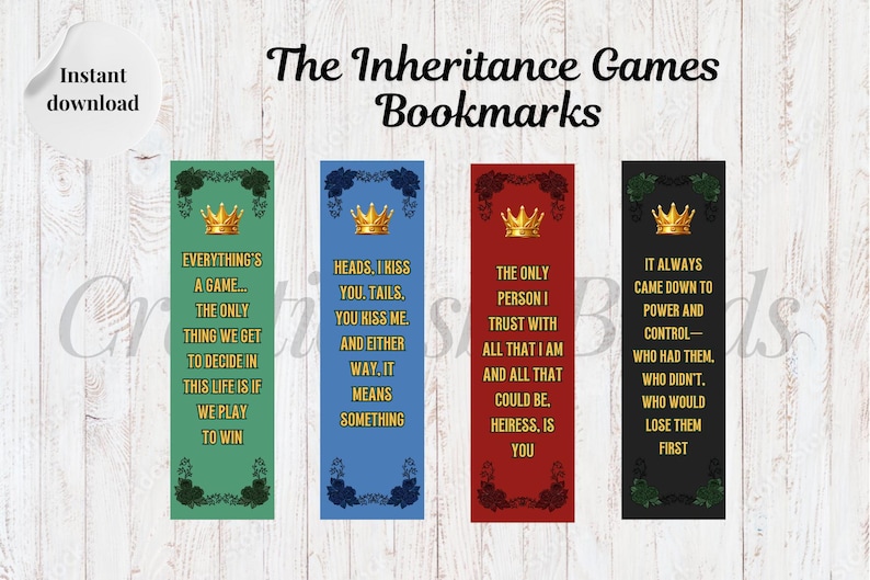 The Inheritance Games Printable Bookmarks - Etsy