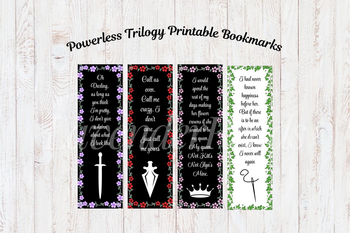 Powerless Trilogy Printable Bookmarks - Etsy