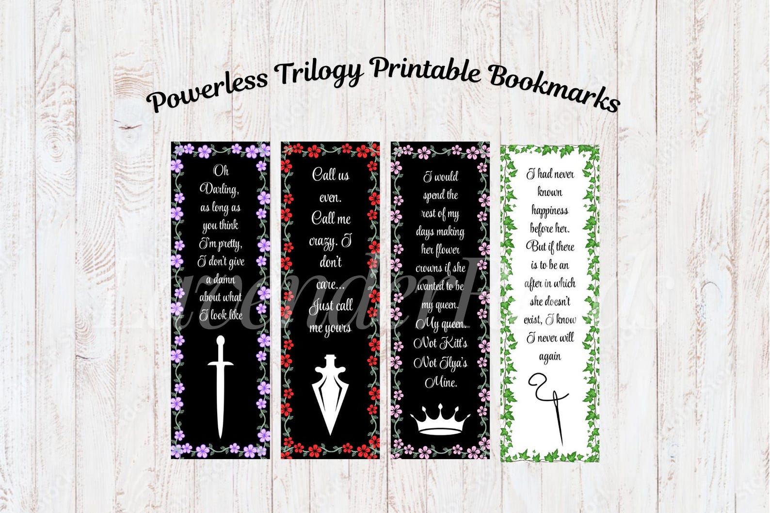Powerless Trilogy Printable Bookmarks - Etsy