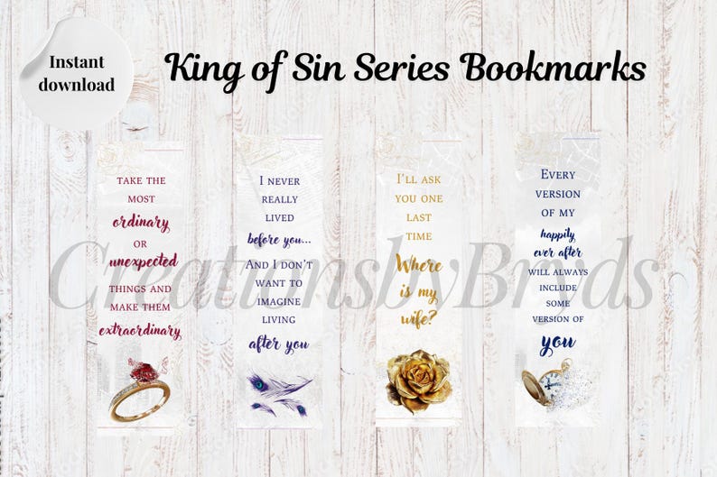 King of Sin Series Printable Bookmarks - Etsy