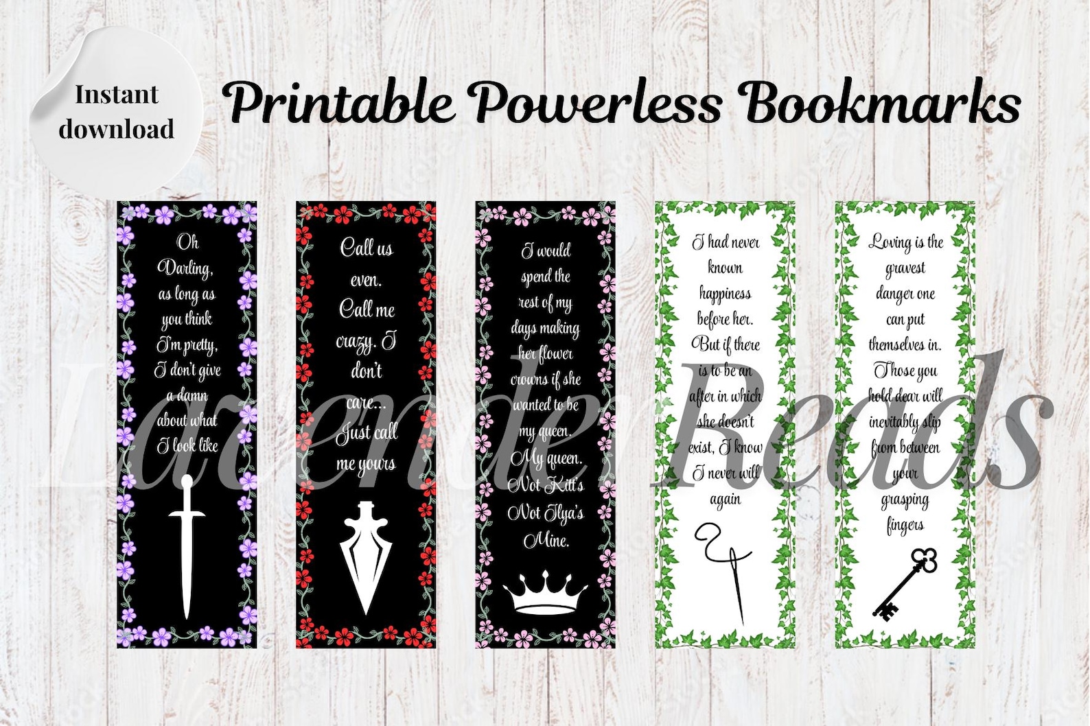 Powerless Trilogy Printable Bookmarks - Etsy