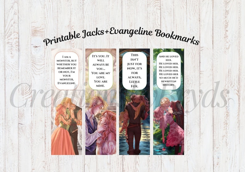 Jacks and Evangeline (once Upon A Broken Heart) Printable Bookmarks - Etsy