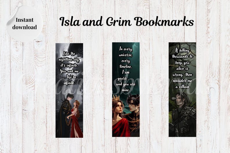 Isla and Grim Printable Bookmarks - Etsy