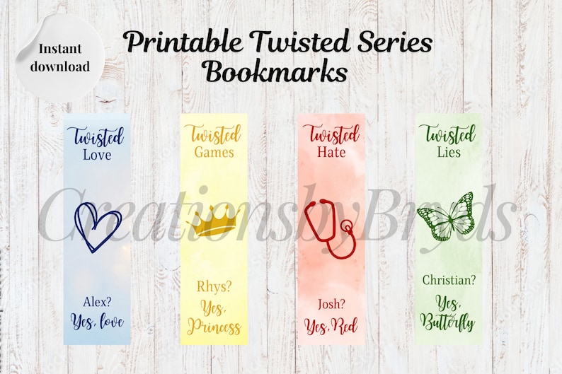 Twisted Series Printable Bookmarks - Etsy