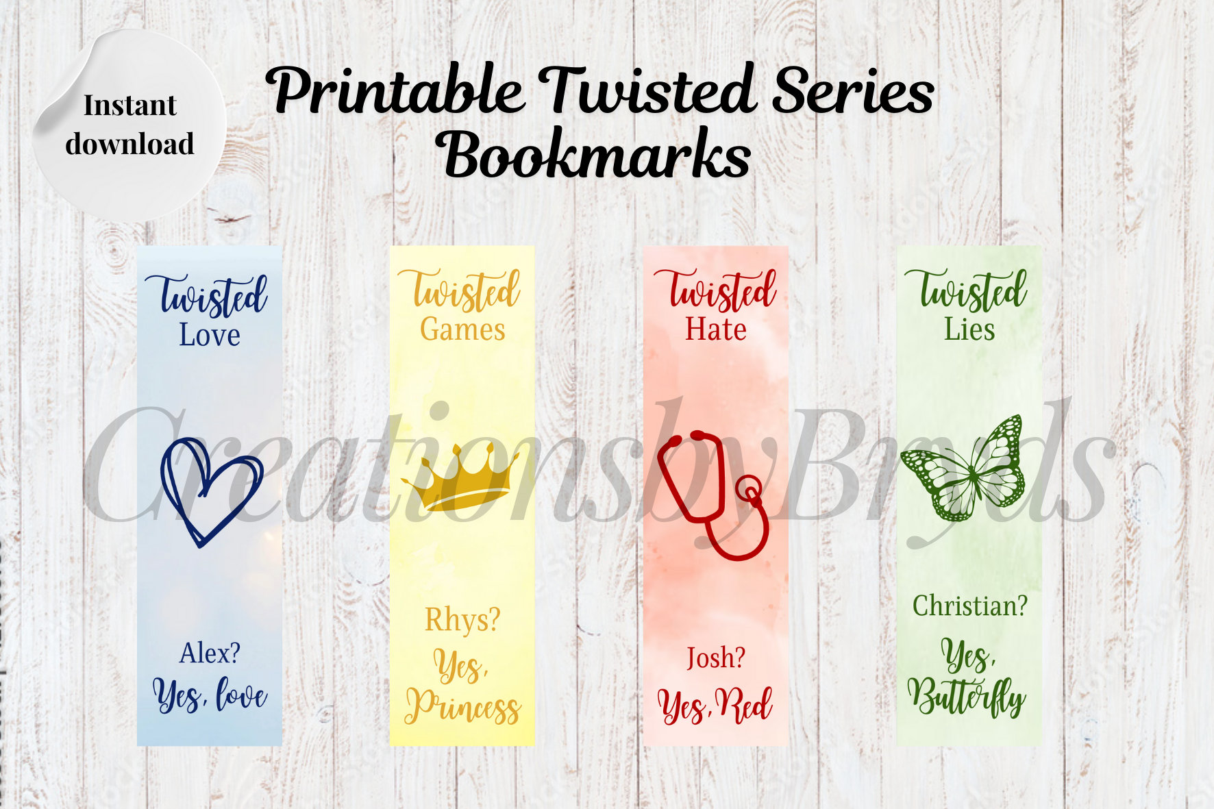 Twisted Series Printable Bookmarks - Etsy