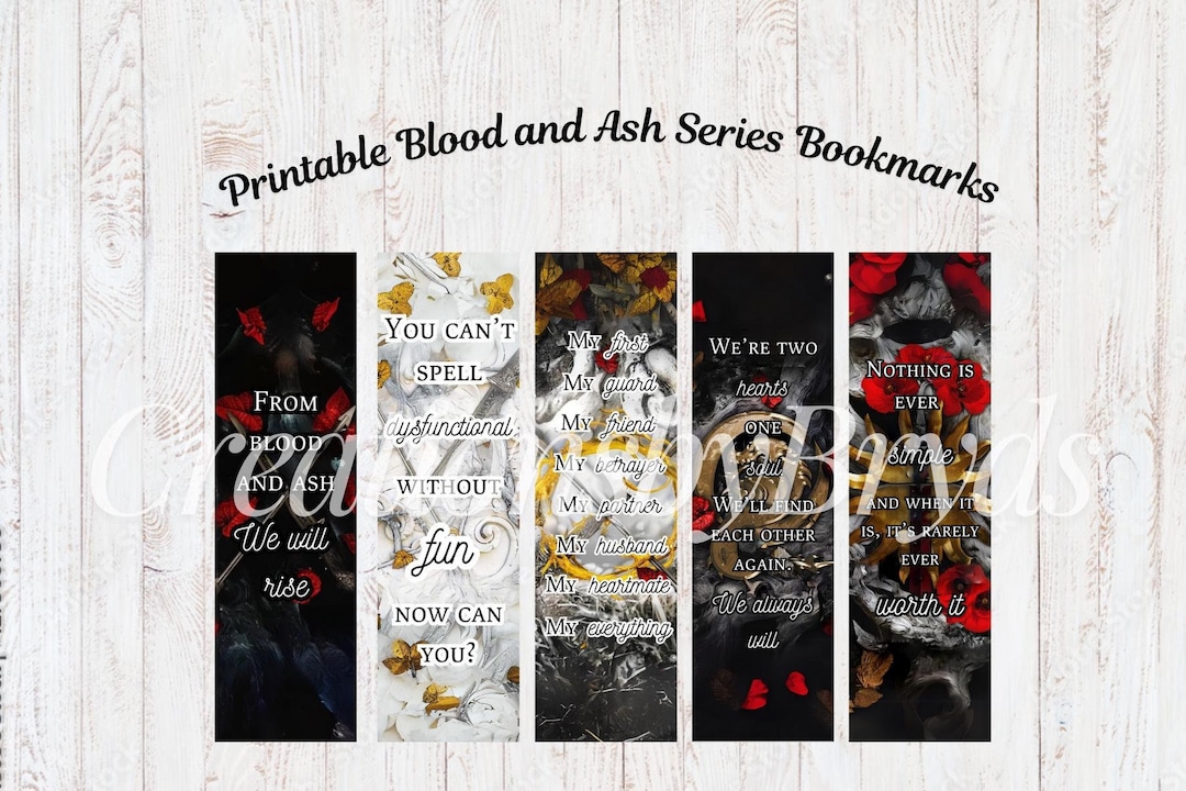 Blood and Ash Series Printable Bookmarks - Etsy