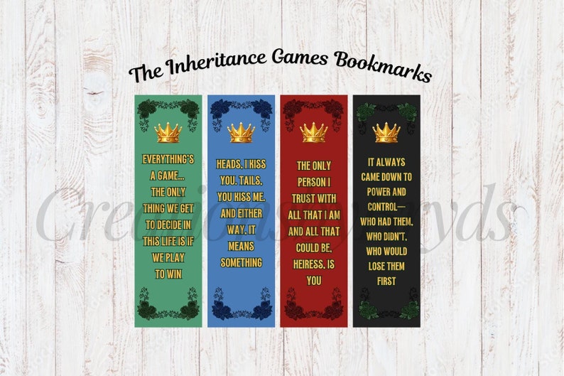 The Inheritance Games Printable Bookmarks - Etsy