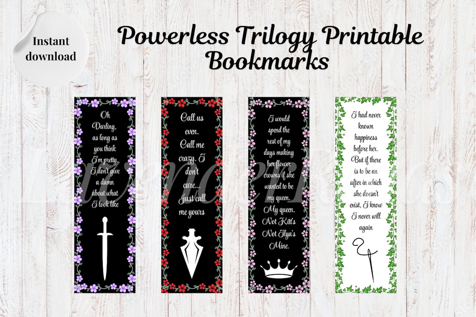 Powerless Trilogy Printable Bookmarks - Etsy