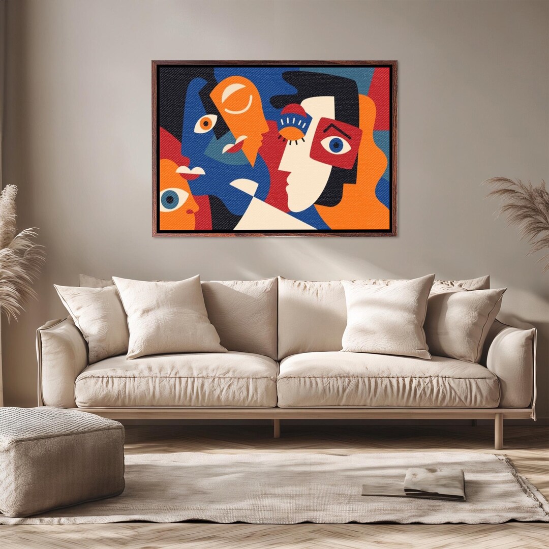 Picasso Style Abstract Human Faces Canvas Wall Art, Surreal Canvas ...