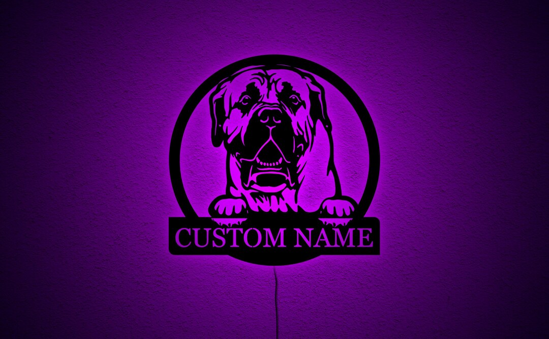 Custom Boerboel Dog RGB Wall Sign, Pet Shop LED Decor, Pet Owner ...