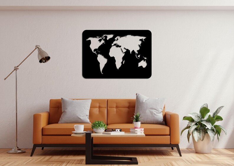 World Map RGB Wall Light, World Map Lighted up Wall Sign, Office Wall ...