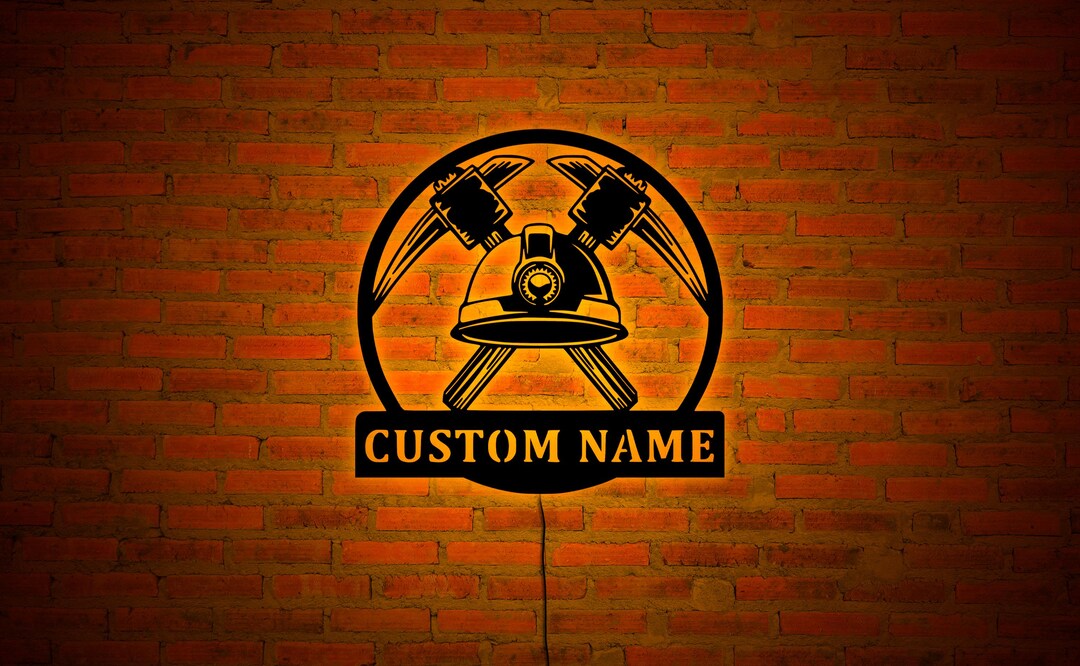 Personalized Named Miner Wall Sign With RGB Lights, Custom Miner Wall ...