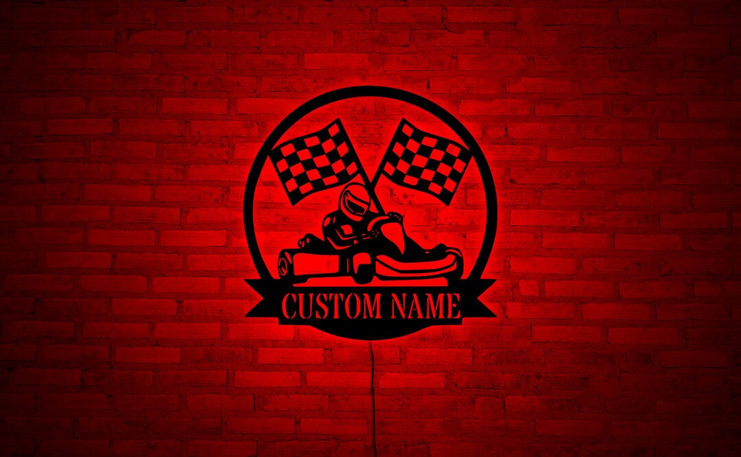 Personalized Named Go Kart Wall Sign With RGB Lights, Go Kart Wall ...