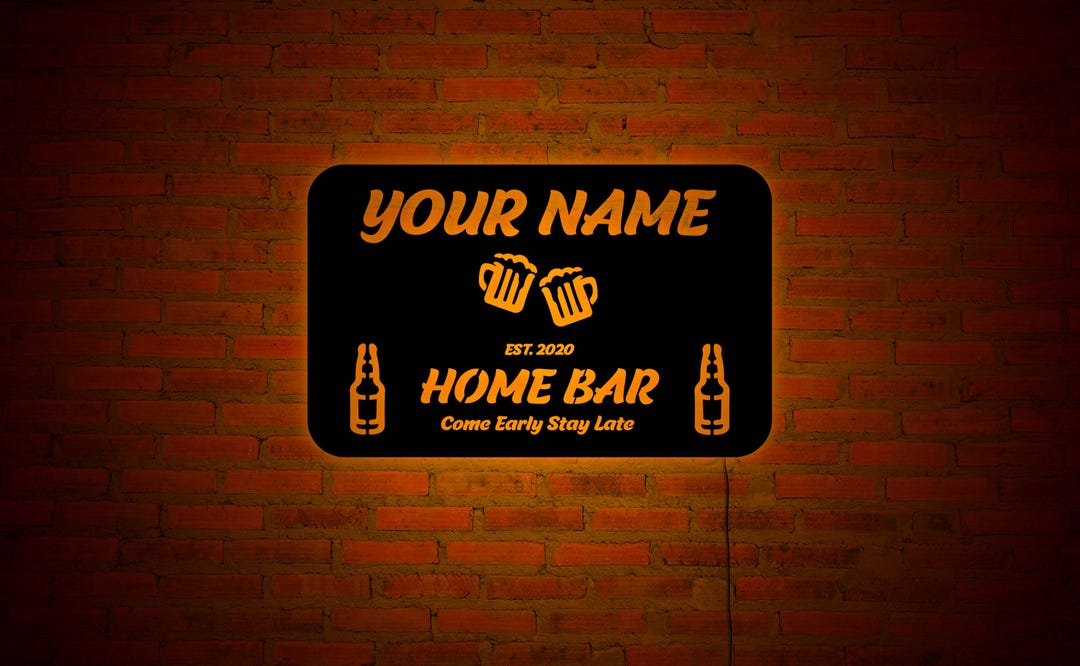 Personalized Home Bar Sign, Nightclub Wall Decor, Business Signage, Bar ...