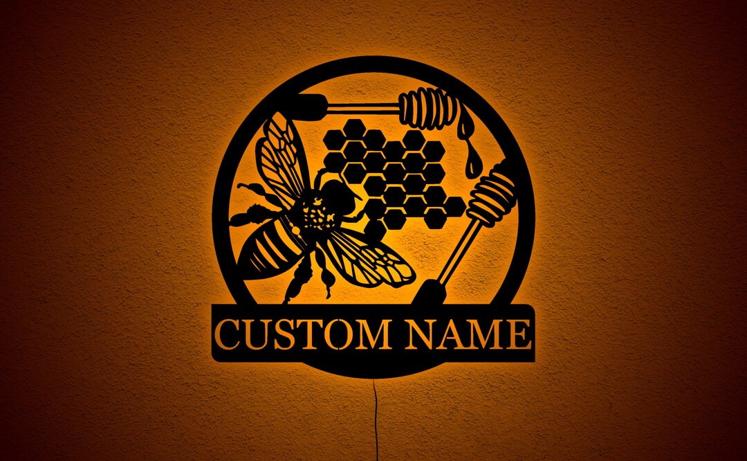 Personalized Beehive Wall Sign With RGB Lights, Beekeeping Wall Decor ...