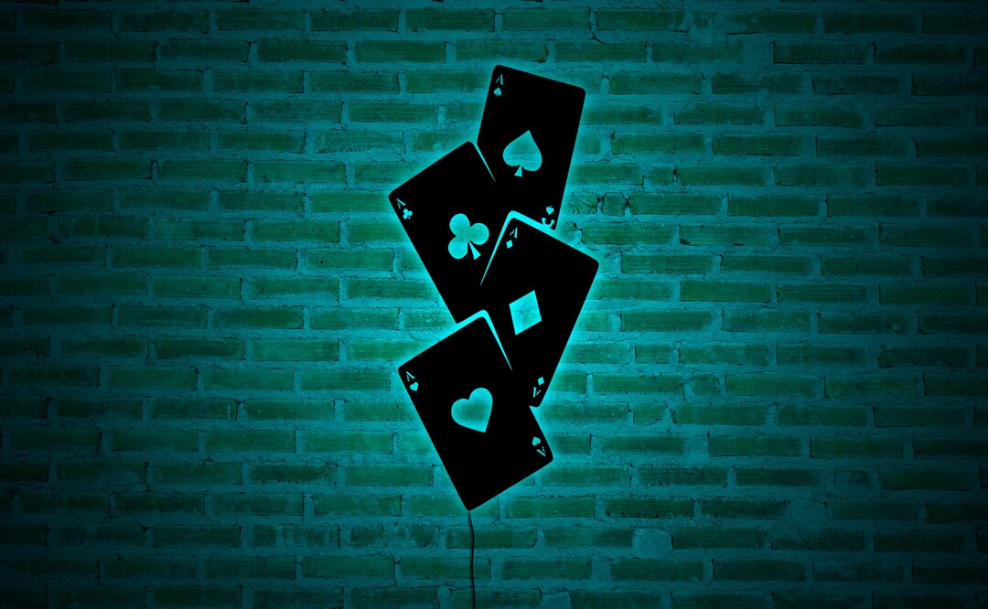 Poker Wall Sign With RGB Lights, Playing Cards Wall Decor, Wall Hanging ...