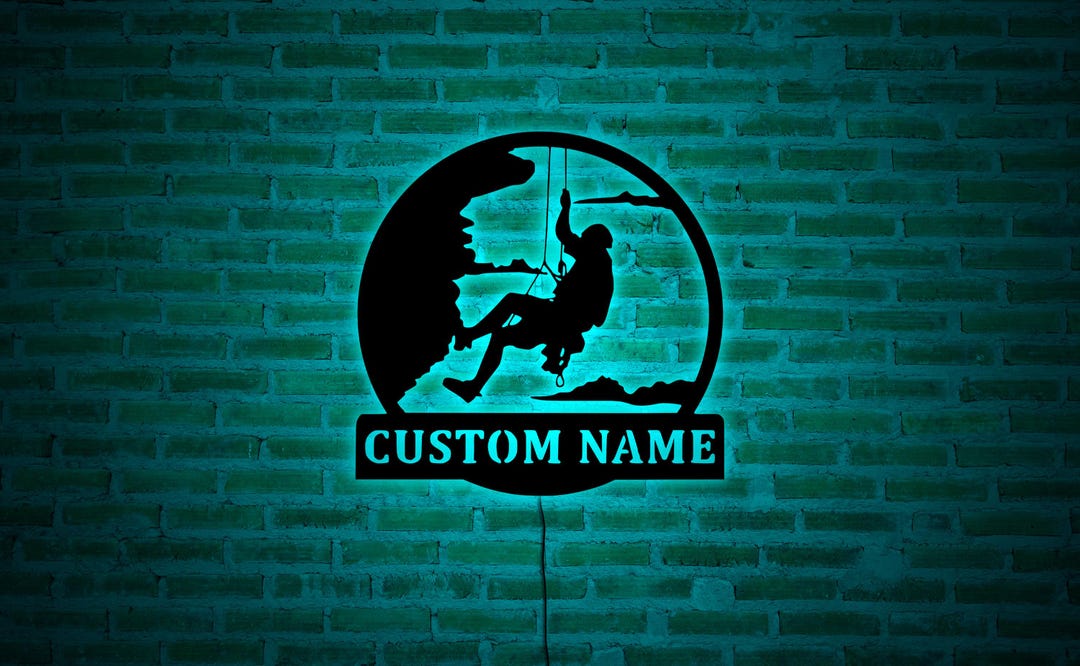 Personalized Rock Climbing Wall Sign With RGB Lights, Custom Rock ...