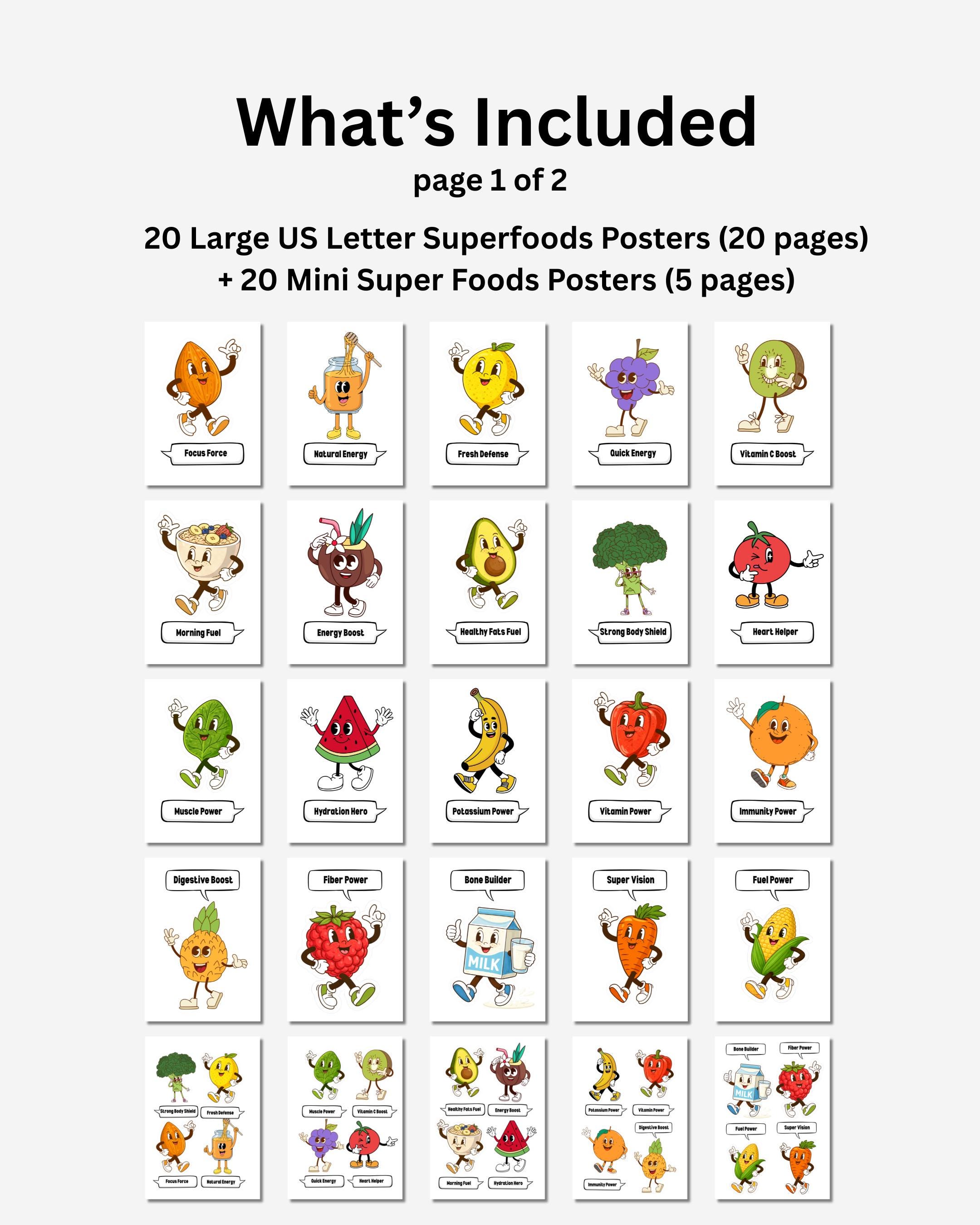 School Cafeteria Bulletin Board Decor Printable | Rainbow Health Food ...