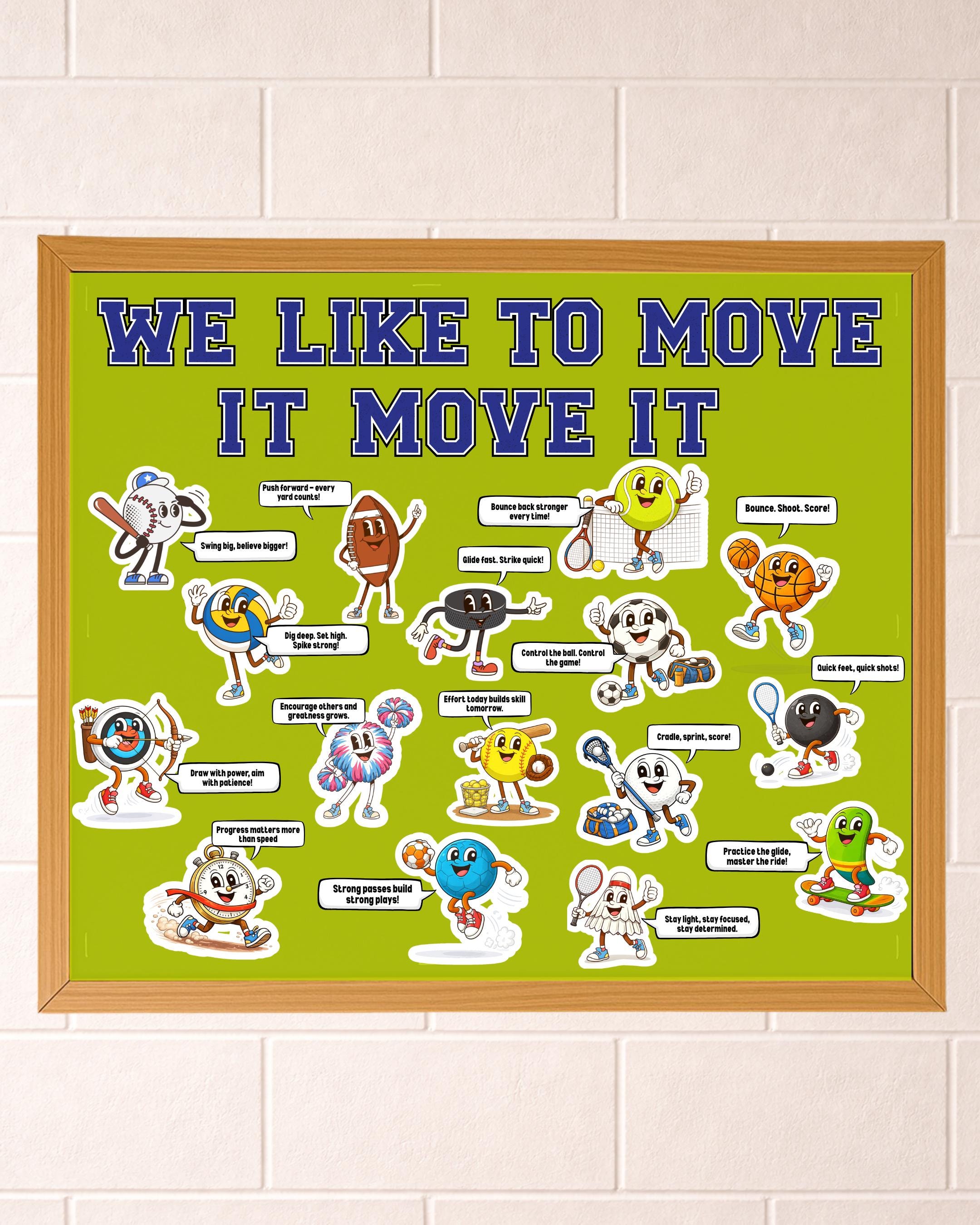 Sports Theme Decor | PE Classroom Bulletin Board | Motivational Gym ...