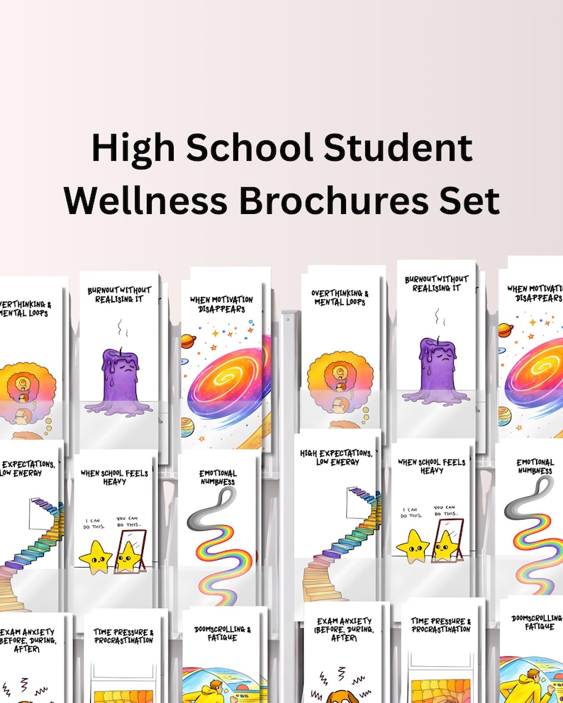 High School Student Wellness Brochure Set | Anxiety, Stress & Burnout ...