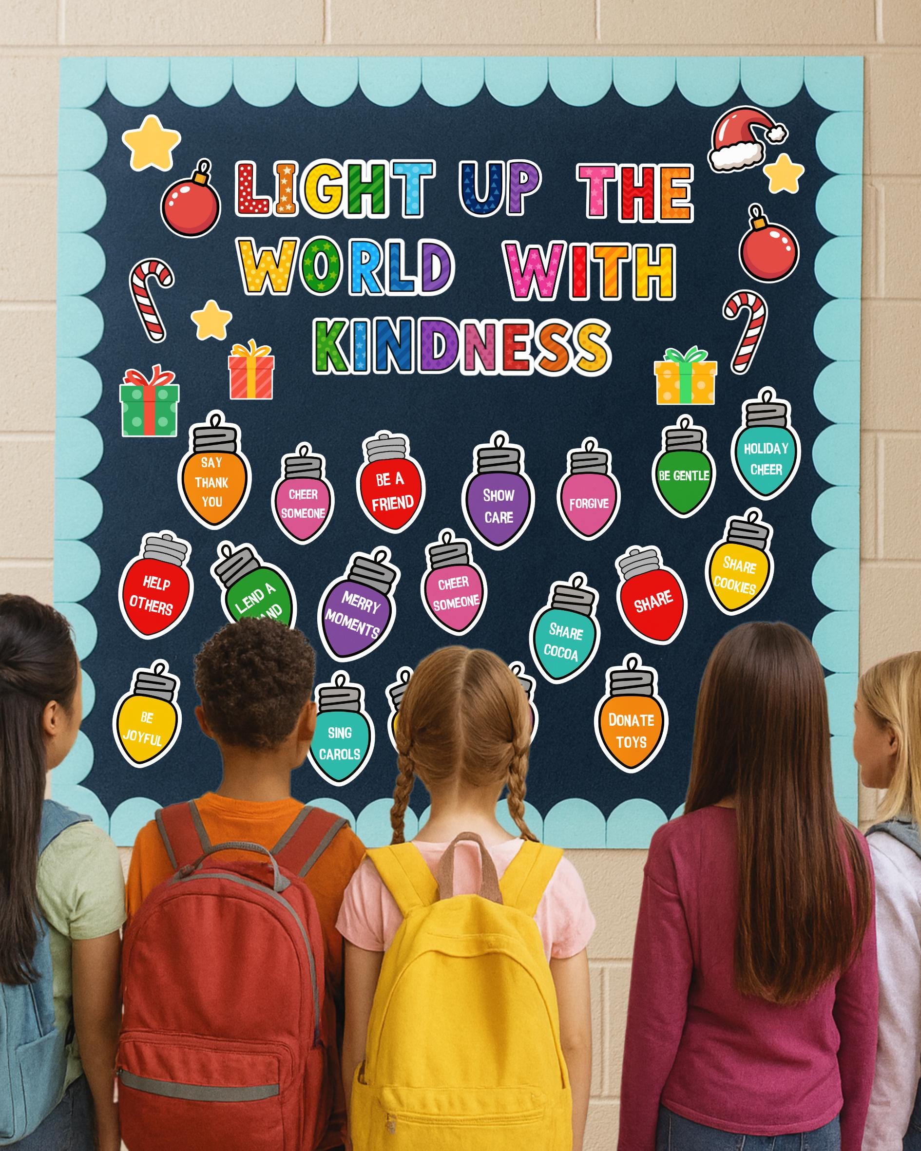Kindness Christmas Bulletin Board | Light up the World | Classroom ...