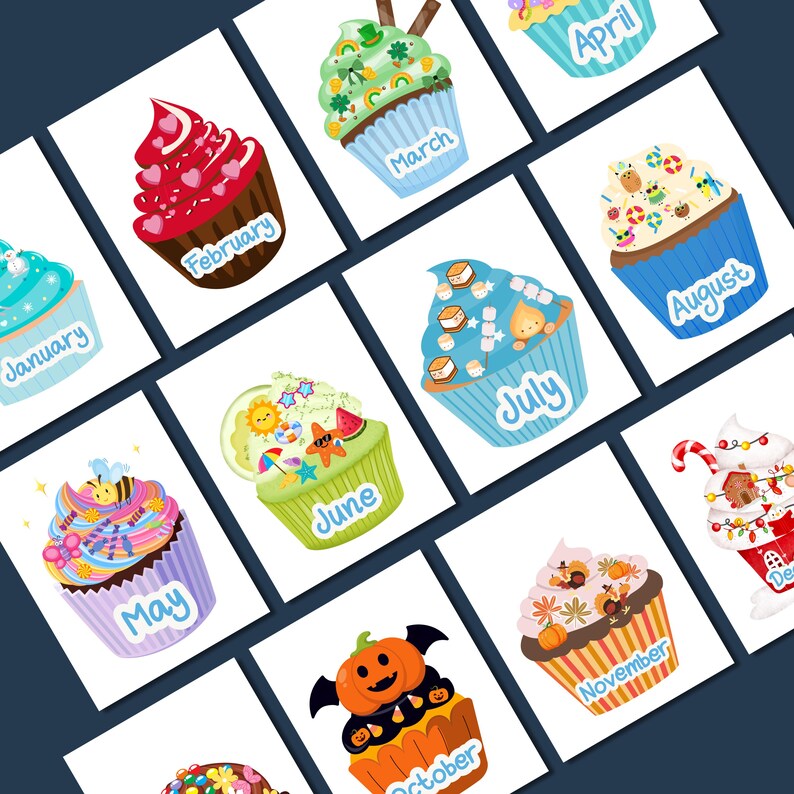Year-round Birthday Bulletin Board Kit for Classroom | Cupcake Theme ...