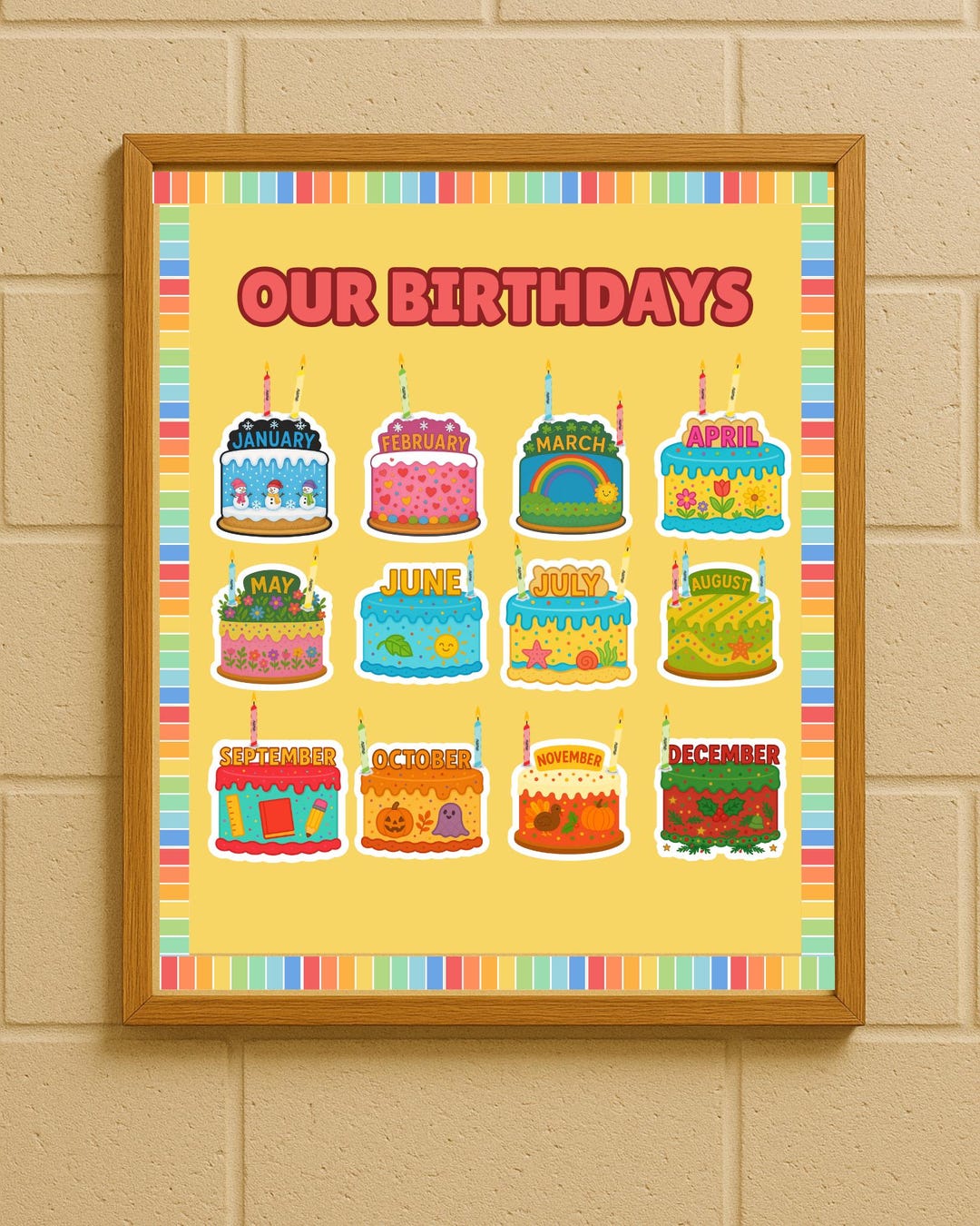 Birthday Wall Display | Monthly Cake Posters Bulletin Board Set ...